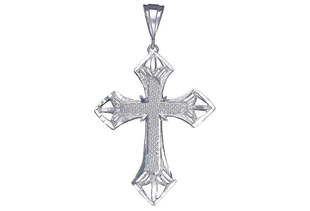 Sterling Silver Cross Without Jesus Pendant Necklace 2.95 Inches 9 ...