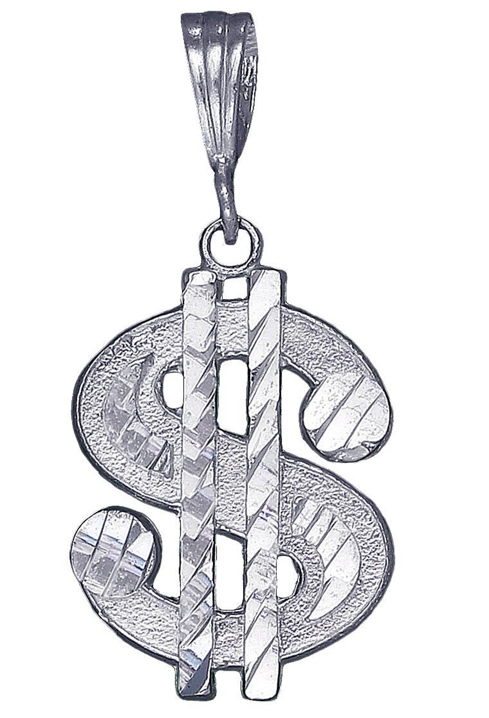 Sterling Silver Dollar Sign Charm Pendant Necklace 1.5 Inches - Etsy