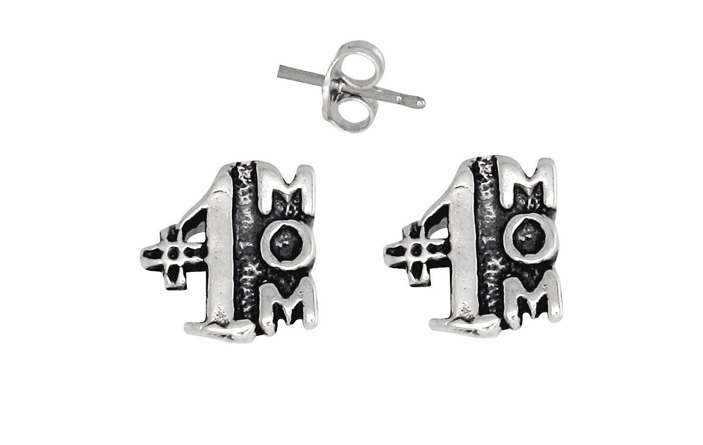 Sterling Silver .925 Number One Mom Pin Earring Made in USA | Etsy