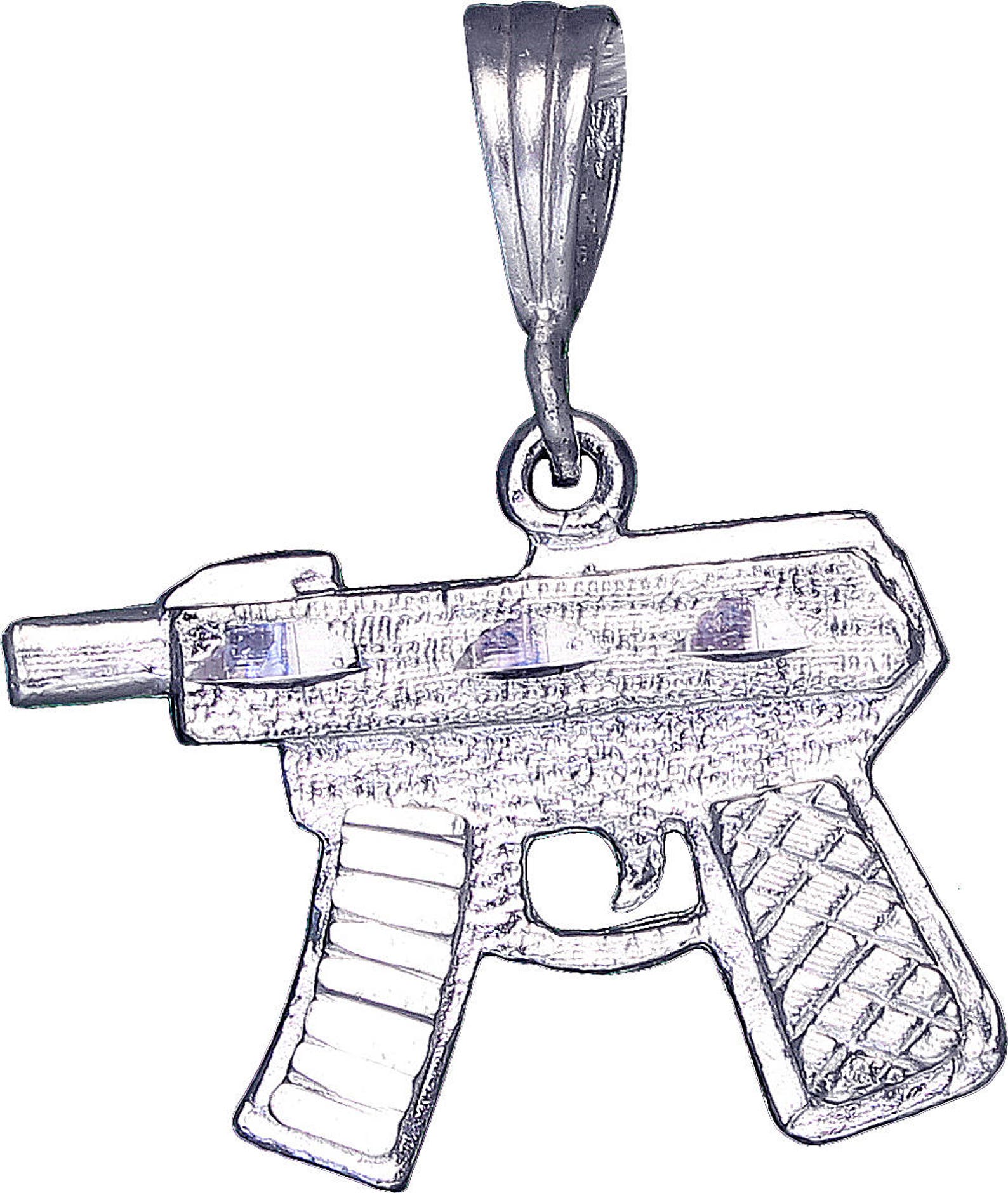 Sterling Silver Machine Gun Charm Pendant Necklace 1.2 Inches | Etsy