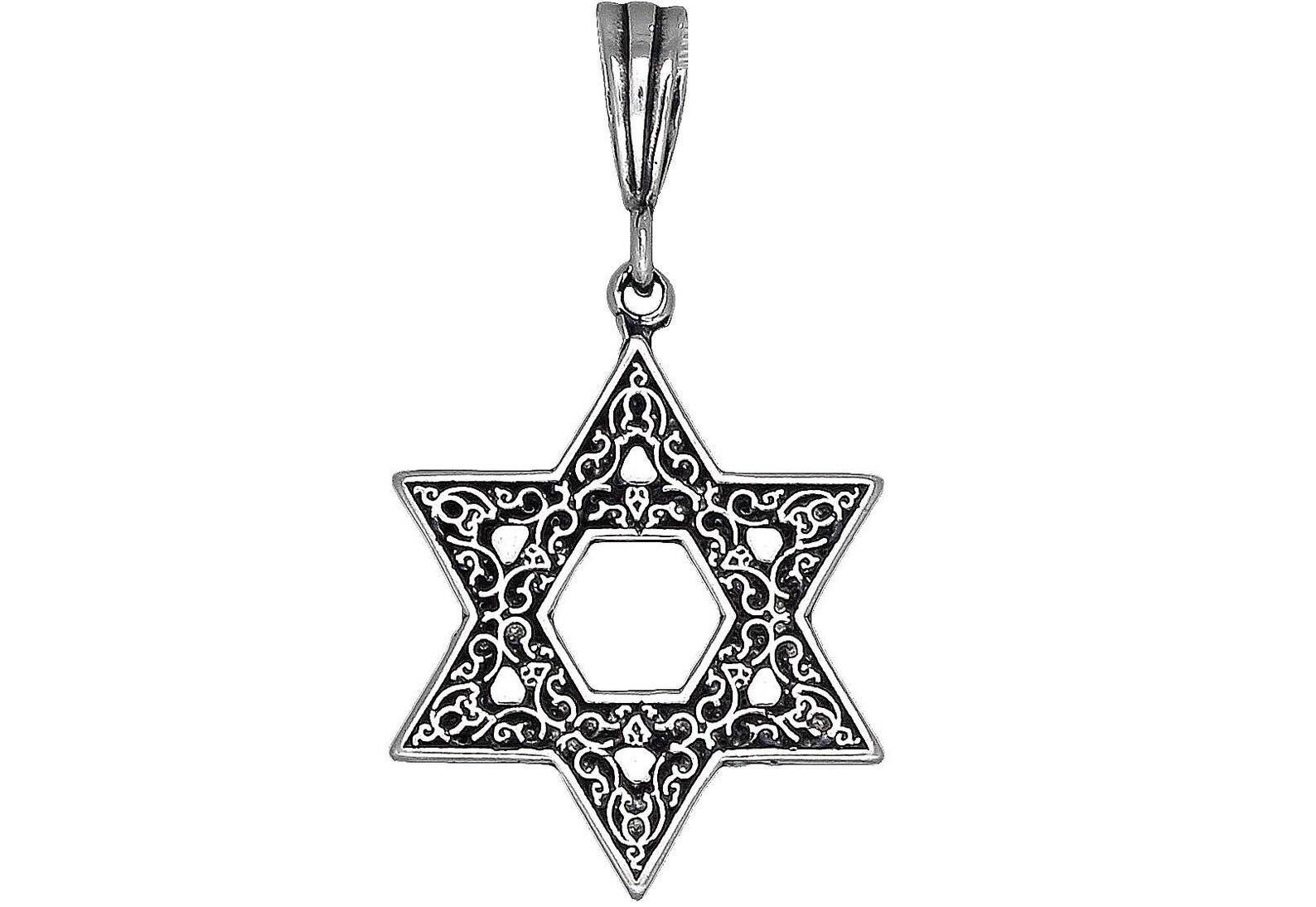 Sterling Silver Star of David Pendant Necklace 1.5 Inches 2.8 Grams ...