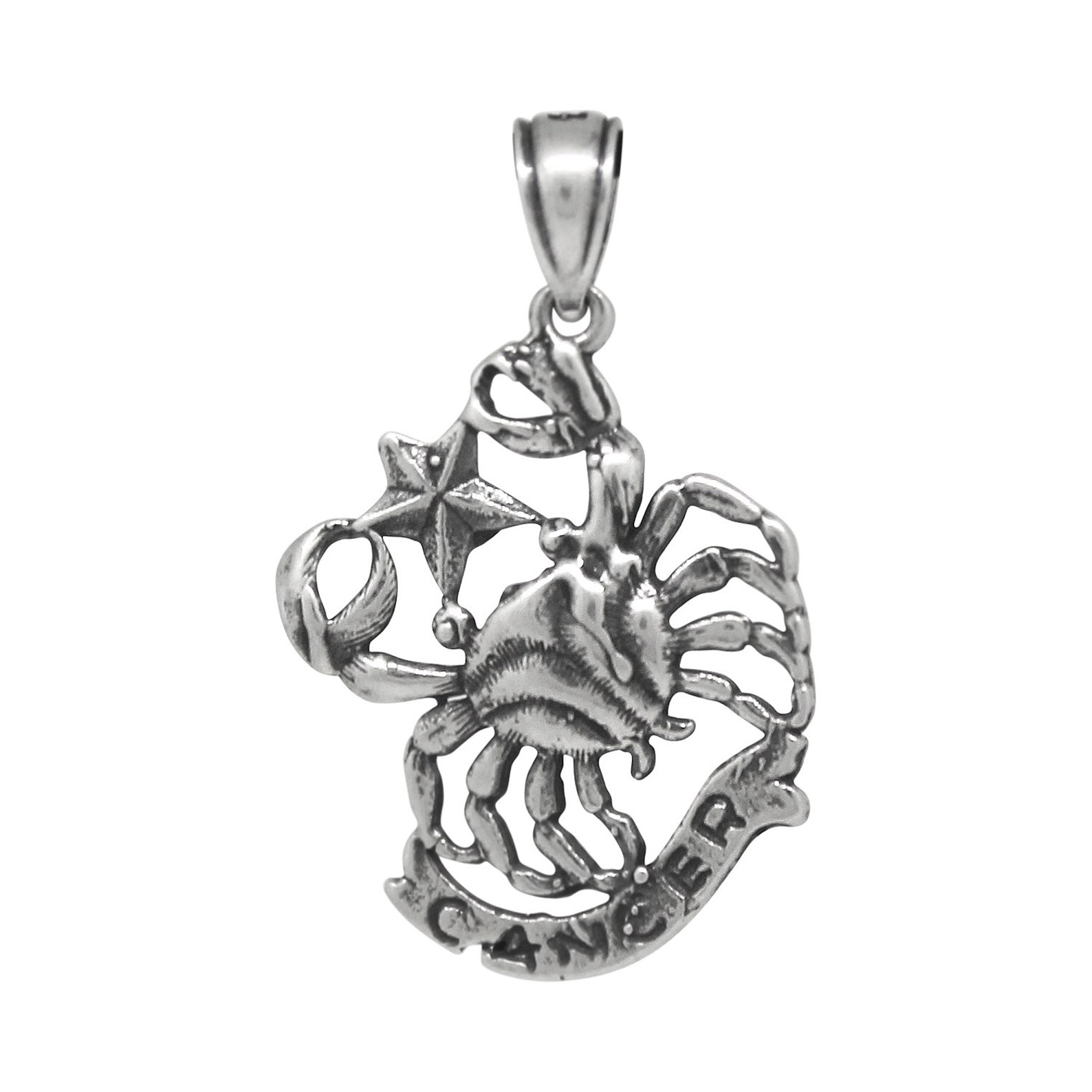 Sterling Silver Cancer Zodiac Sign Necklace Pendant Oxidized | Etsy