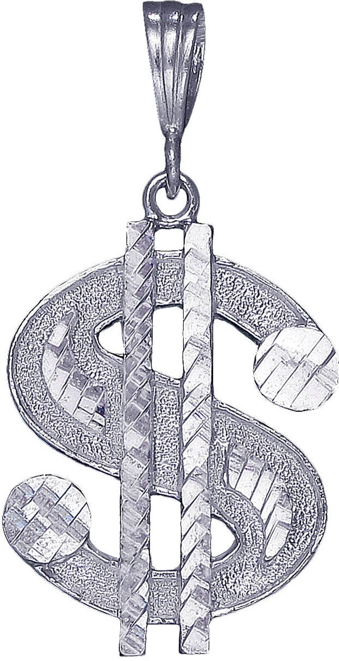 Sterling Silver Dollar Sign Charm Pendant Necklace 1.6 Inches - Etsy