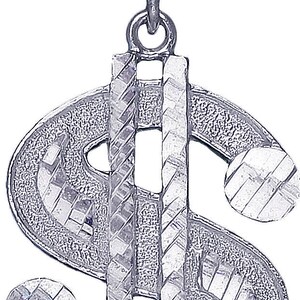 Sterling Silver Dollar Sign Charm Pendant Necklace 1.6 Inches 5 Grams ...