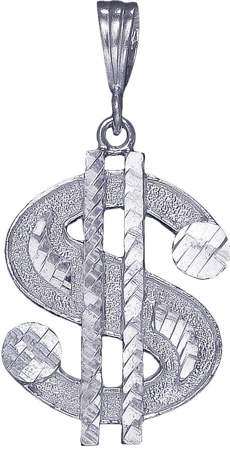 Sterling Silver Dollar Sign Charm Pendant Necklace 1.6 Inches - Etsy