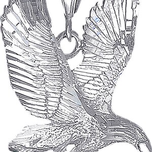 Sterling Silver Flying Eagle Charm Pendant Necklace 1.75 Inches 7.4 ...