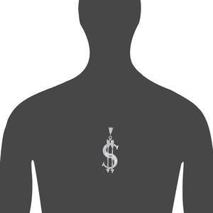 Large Sterling Silver Arrow and Dollar Sign Charm Pendant Necklace 3.1 ...