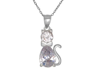 Sterling Silver .925 Cute Cat Kitten With Birthstone March / - Etsy
