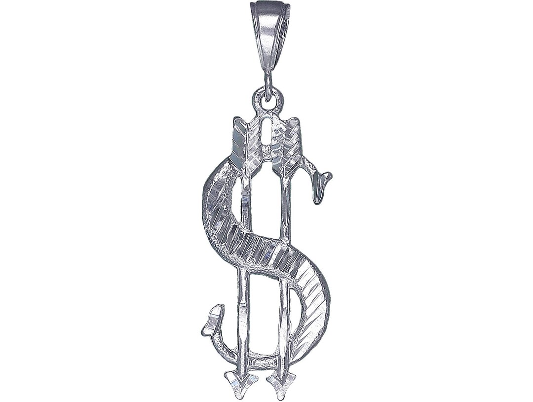 Sterling Silver Arrow and Dollar Sign Charm Pendant Necklace 2.2 Inches ...