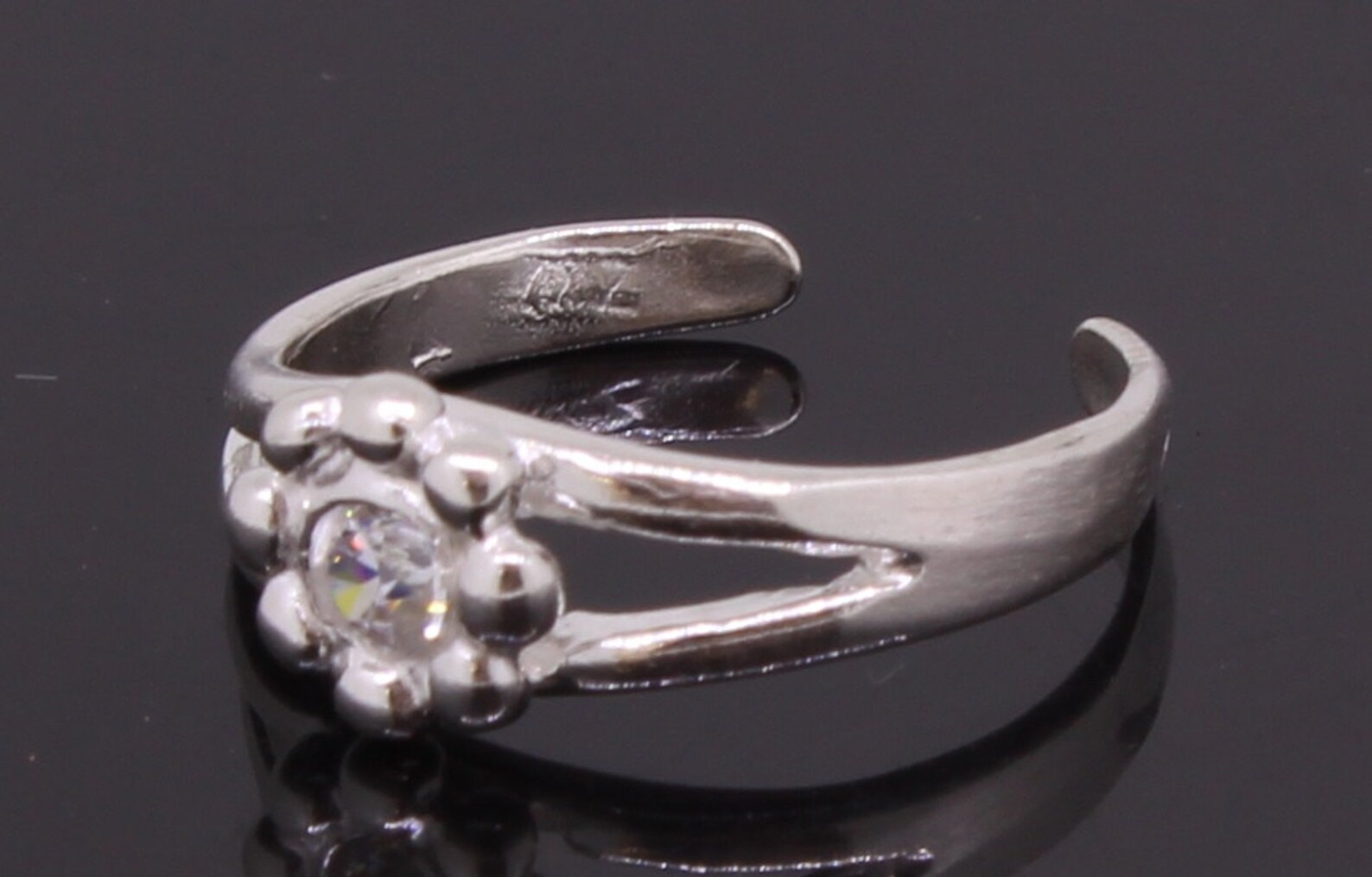Flower Toe Ring Sterling Silver 925 With CZ Round Stone | Etsy