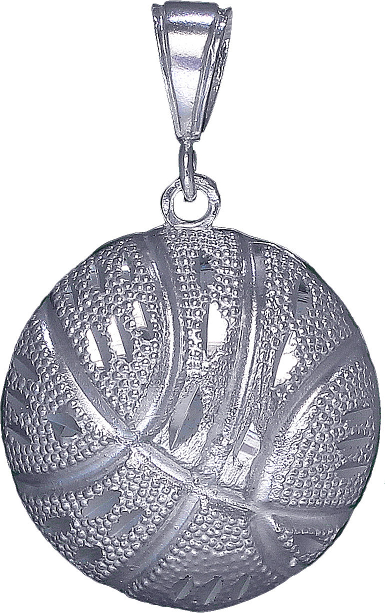 Large Sterling Silver Basketball Ball Charm Pendant Necklace 1.7 Inches ...