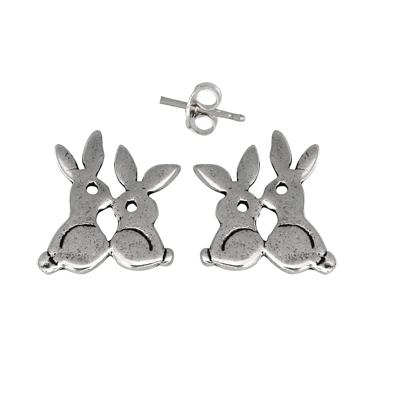 Sterling Silver .925 Rabbits Pin Earring Made in USA - Etsy UK