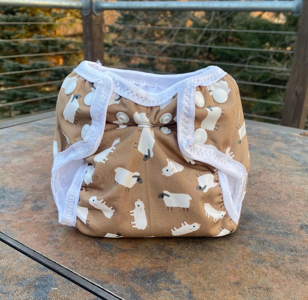 Sheep in Toffee Newborn Cloth Diaper With Umbilical Cord Snap - Etsy