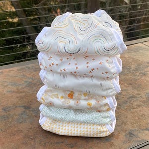 Set of 6 Vintage Color Newborn Cloth Diapers With Umbilical Cord Snaps ...