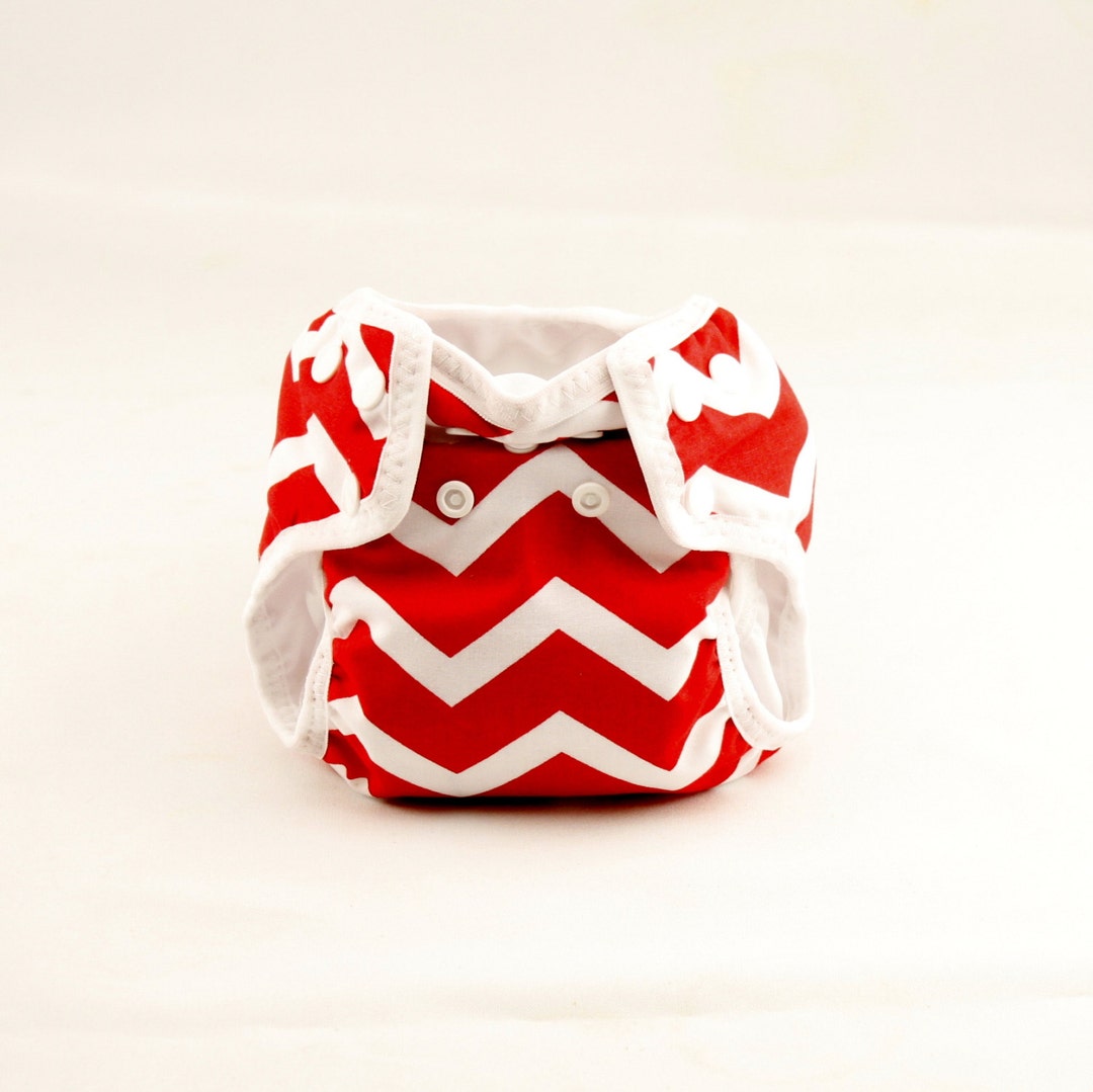 Red Chevron Newborn Cloth Diaper With Umbilical Cord Snap - Etsy