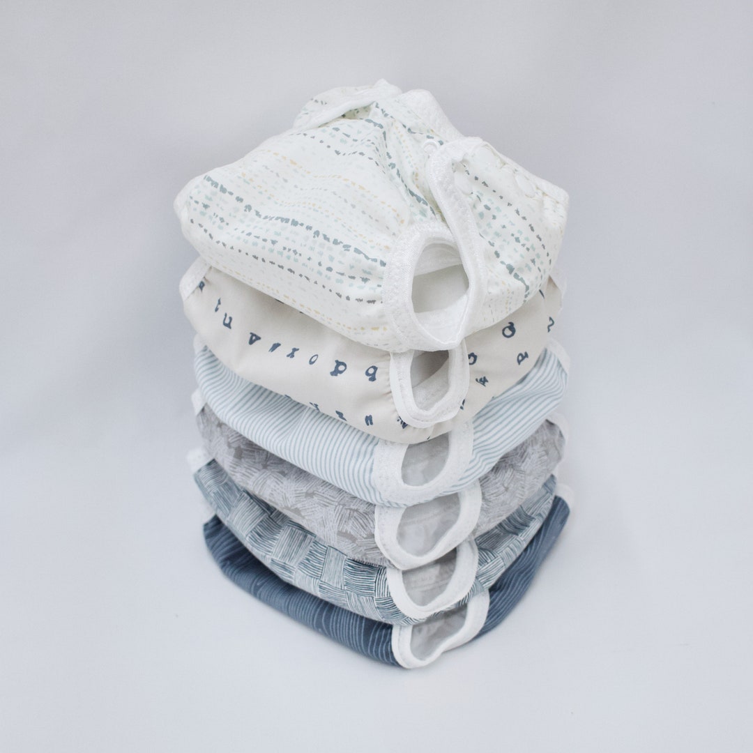 Set of 6 Cool Palette Newborn Cloth Diapers With Umbilical Cord Snaps ...