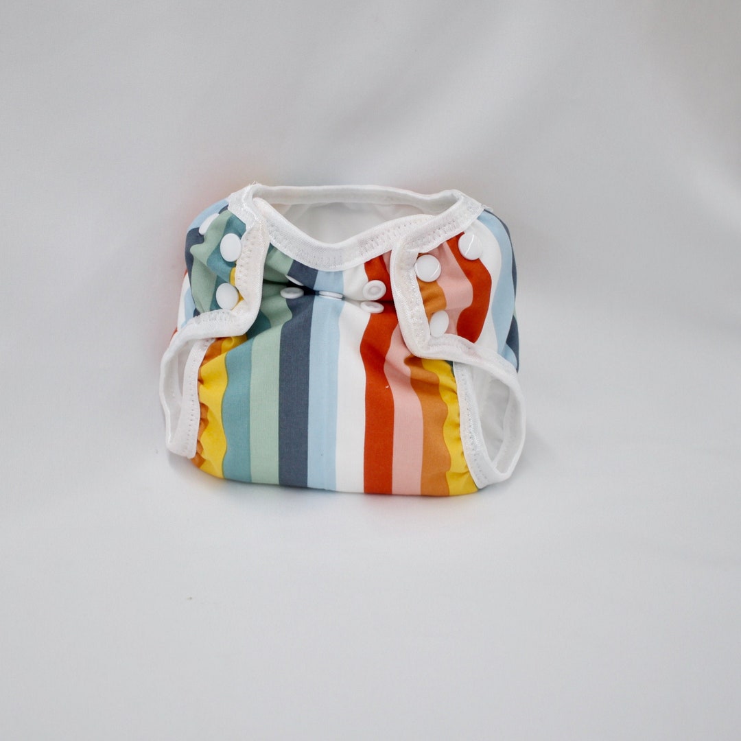 Retro Stripe Newborn Cloth Diaper With Umbilical Cord Snap - Etsy