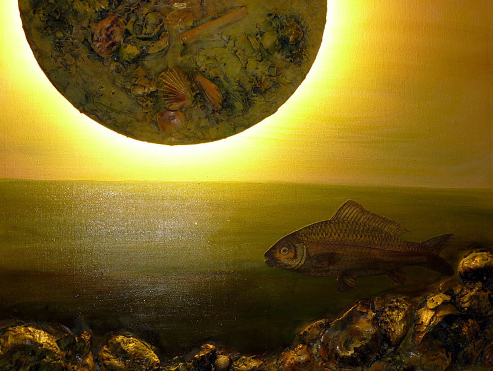 Fish: LED Light Installation Acrylic on Canvas Mixed Media - Etsy