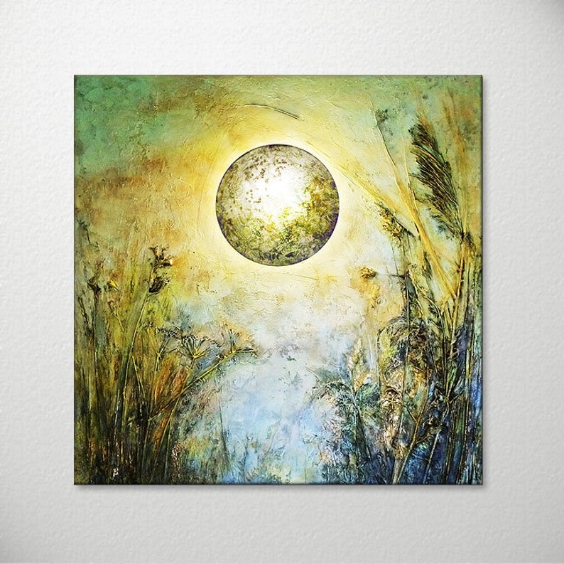 Full Moon LED Light Installation Acrylic on Canvas Mixed - Etsy