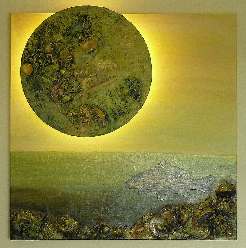 Fish: LED Light Installation Acrylic on Canvas Mixed Media - Etsy