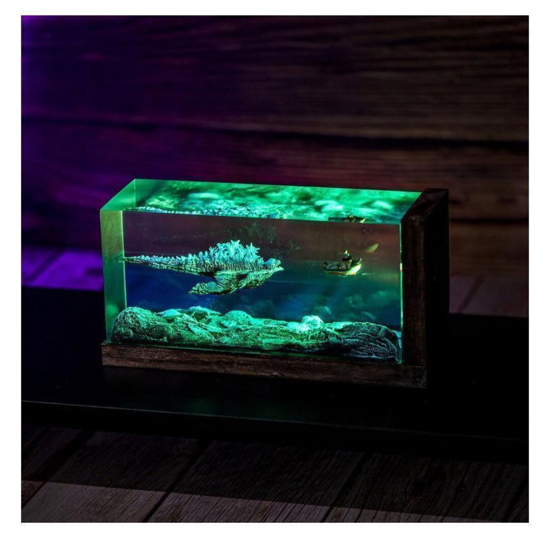 Swimming G.ODZ.ILLA Monster Night Light Atomic Breath Resin Lamp God ...