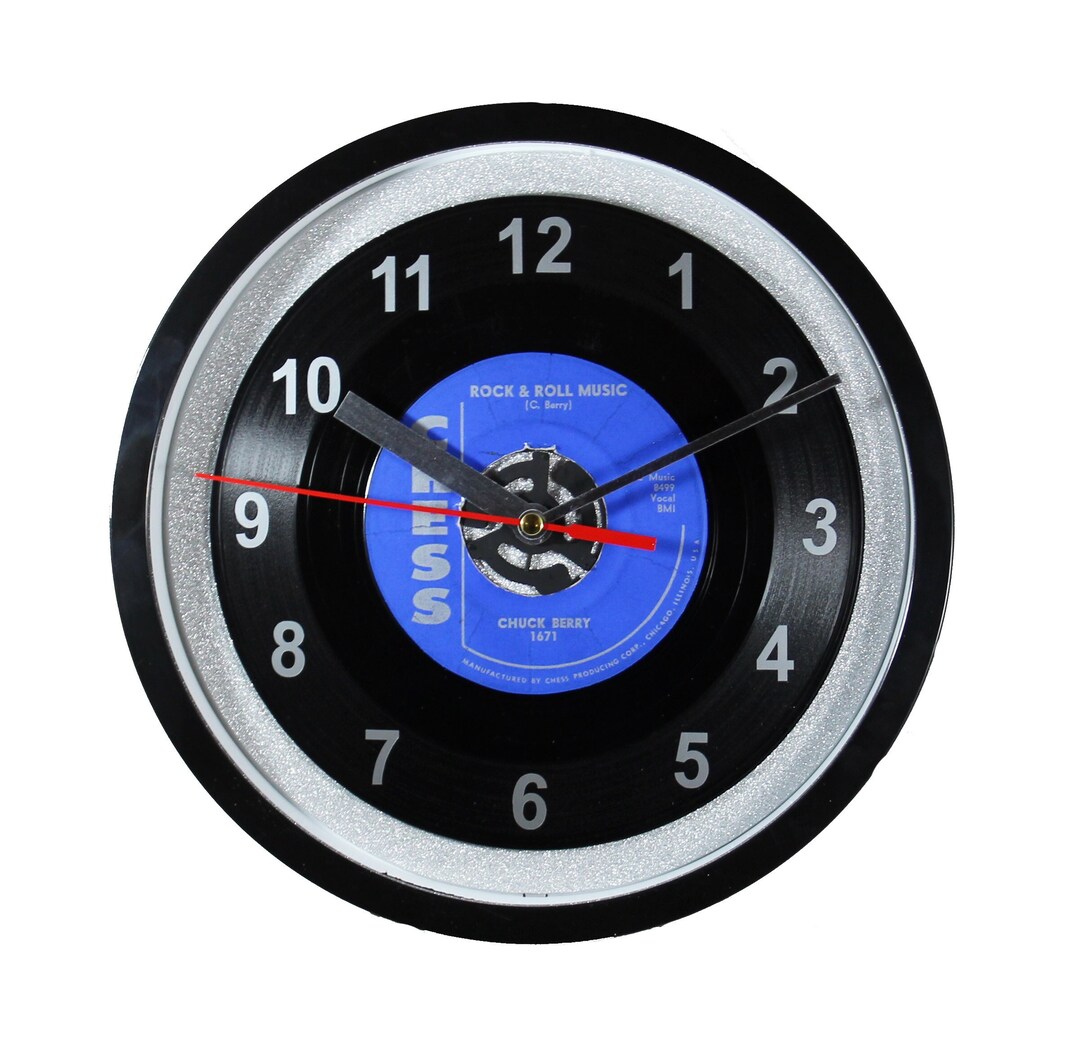 Chuck Berry "rock & Roll Music" Record Clock 45rpm Recycled Vinyl ...