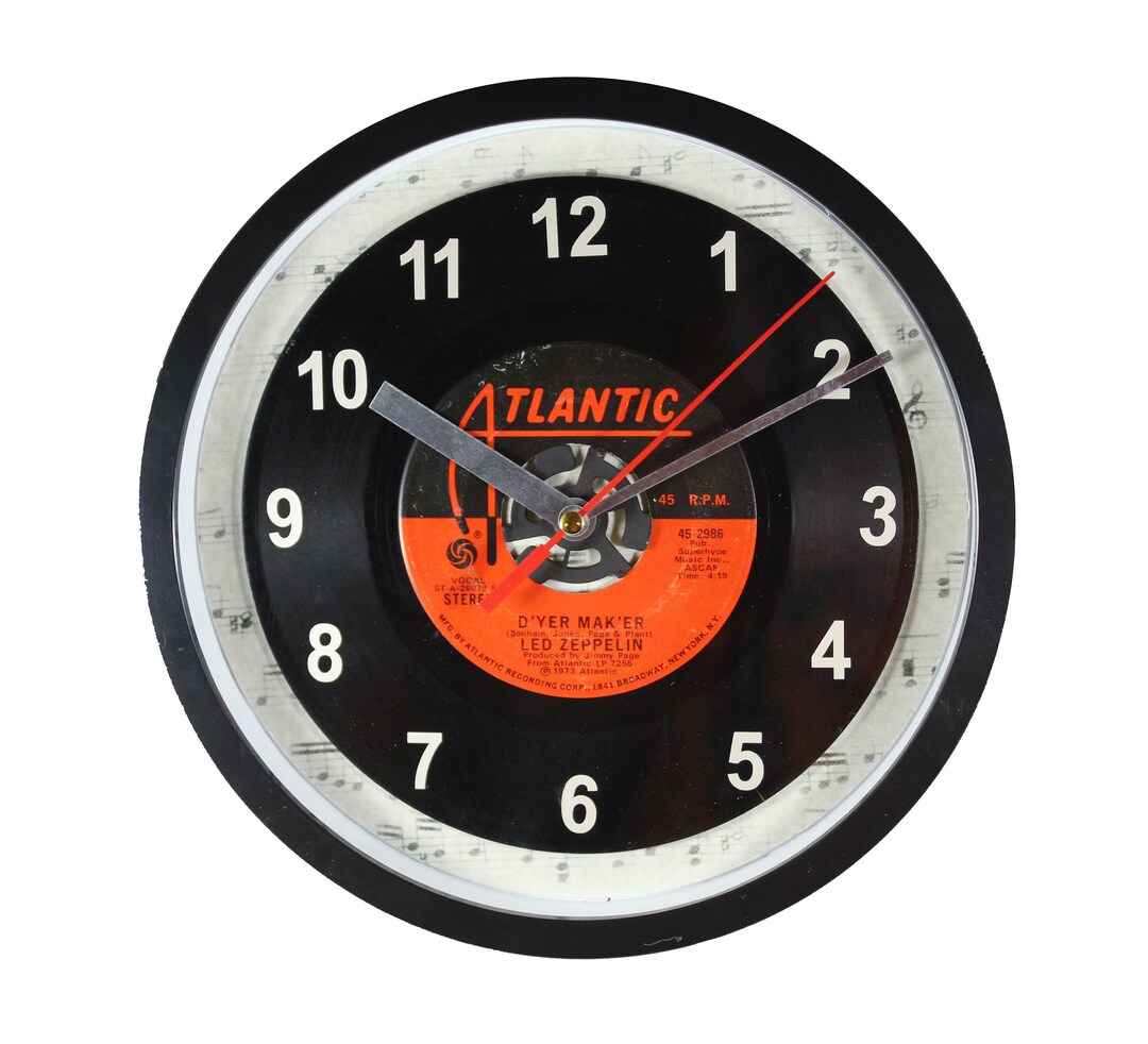Led Zeppelin d'yer Mak'er Record Clock 45rpm Recycled Vinyl One of A ...