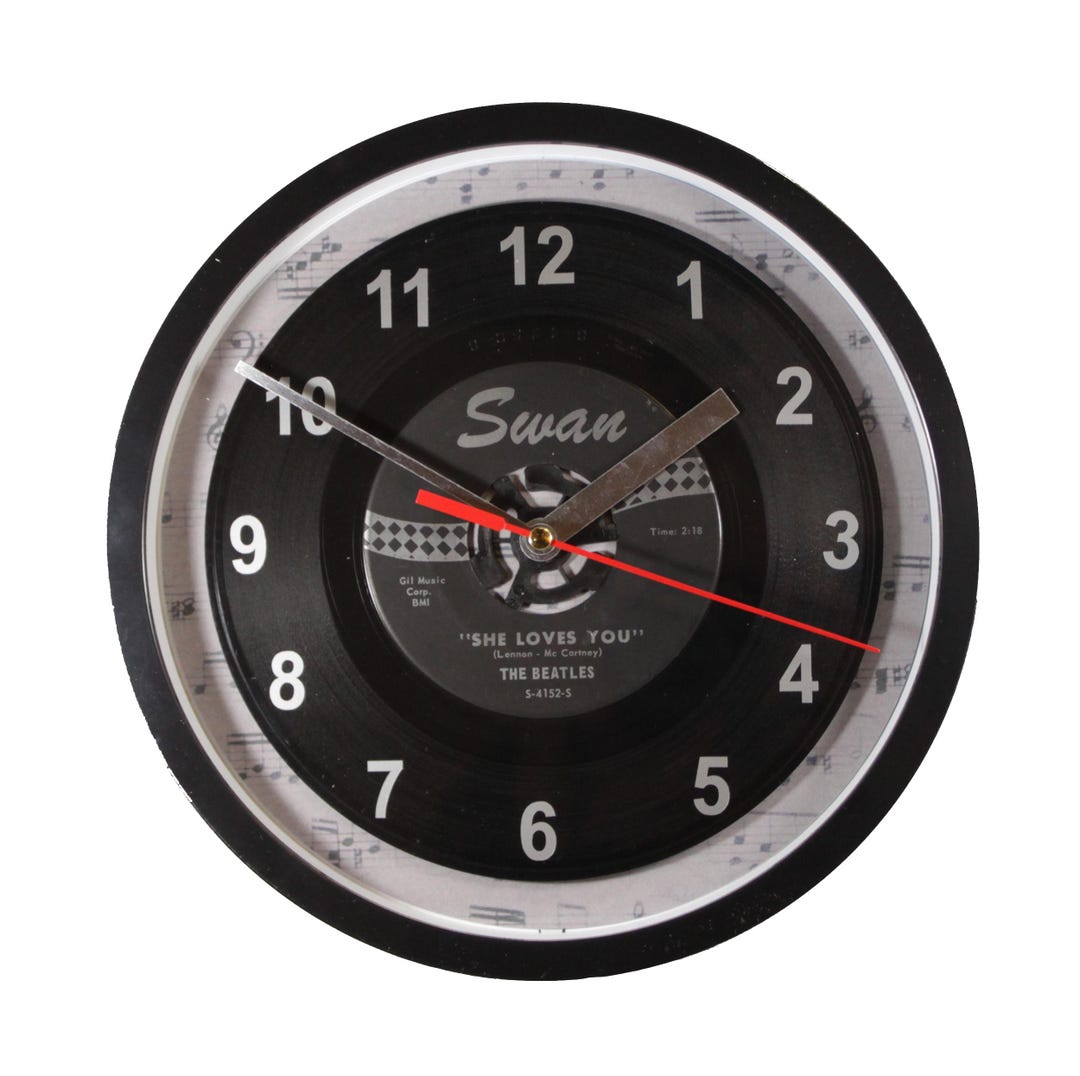The Beatles "she Loves You" Record Wall Clock 45rpm Recycled Vinyl One ...