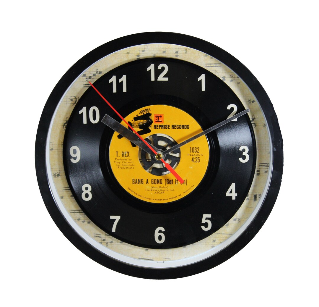 T. Rex "bang A Gong" Record Wall Clock One of A Kind 45rpm Recycled ...