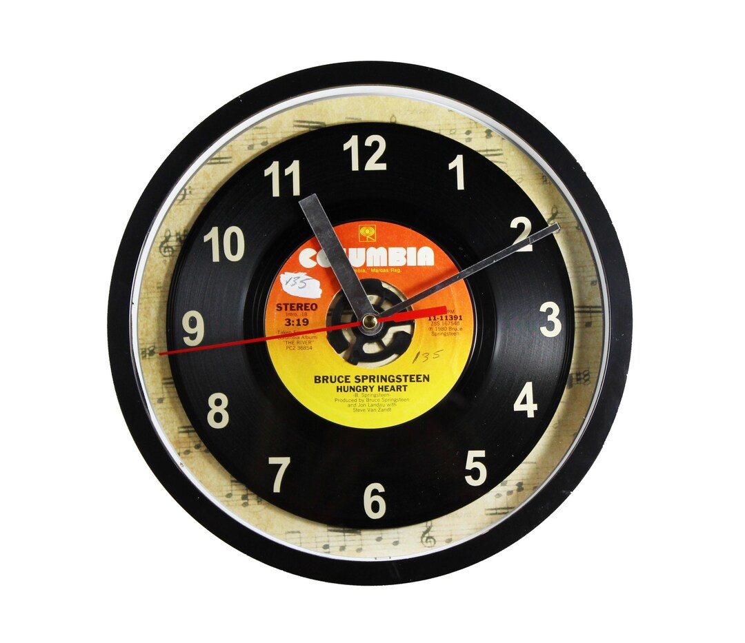 Bruce Springsteen "hungry Heart" Record Clock 7" 45rpm Recycled Vinyl ...
