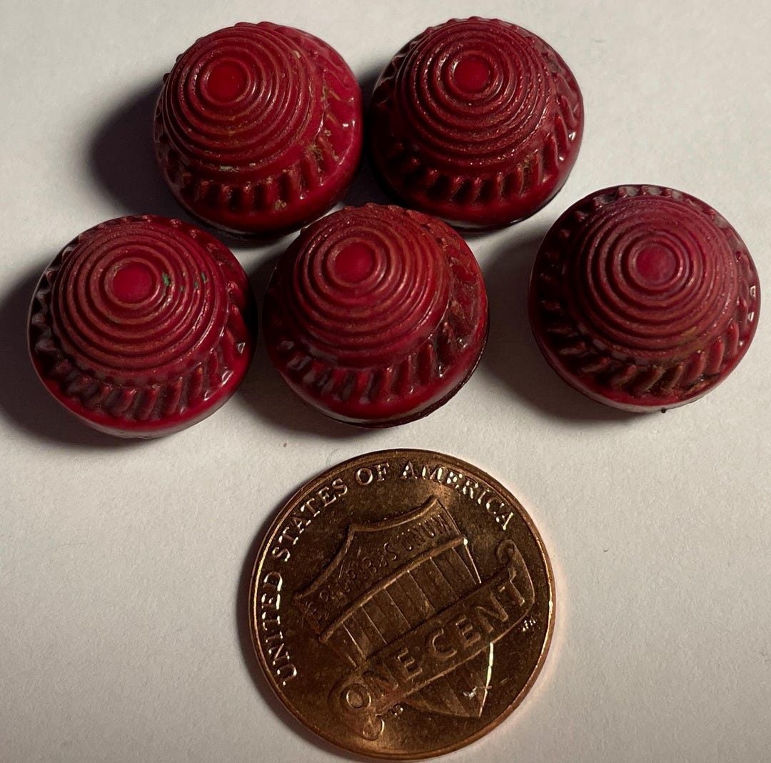 Set of 5 Vintage Celluloid? Early Plastic Domed Hollow Very Light ...