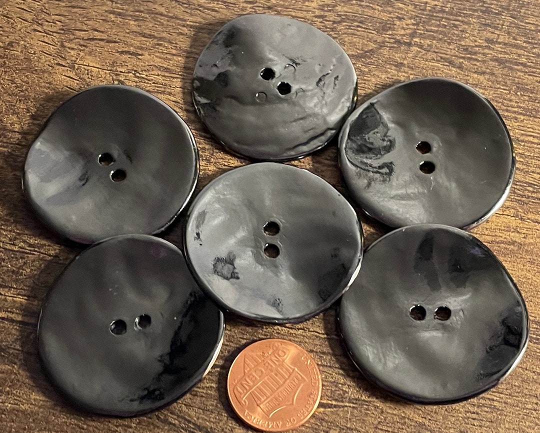 Set of 6 Large Glossy Light Weight Very Dark Lustrous Gray NOT BLACK ...