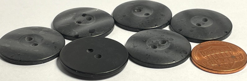 Lot of 6 Dark Gray Recessed Center 2-hole Sew-through Plastic Buttons 7 ...
