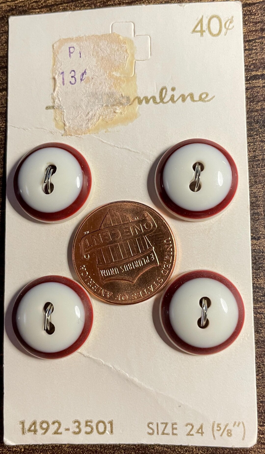 Set of 4 Vintage NOS Streamline on Card Domed Glossy White & Brown 2 ...