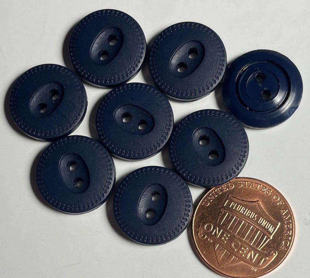 Set of 8 Vintage NOS Matte Dull Dark Navy Blue Plastic 2-hole Sew ...