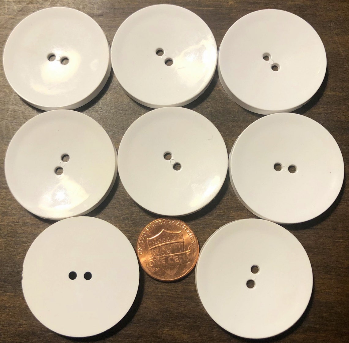 8 Large Concave Glossy White Plastic 2-hole Sew-through | Etsy