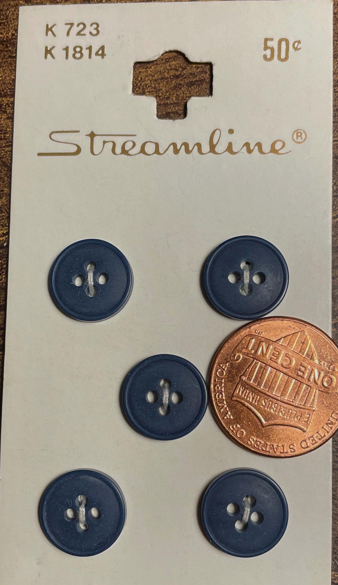 Set of 5 Vintage Dull Dark Navy Blue Plastic Buttons 11.5mm 7/16" 16647 ...