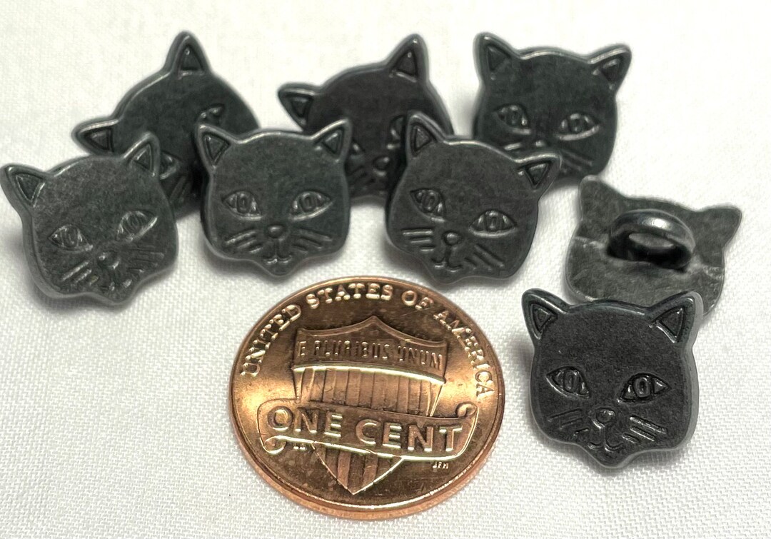 Lot of 8 Unusual Small Gunmetal Gray Metal Shank Buttons Almost 1/2 ...