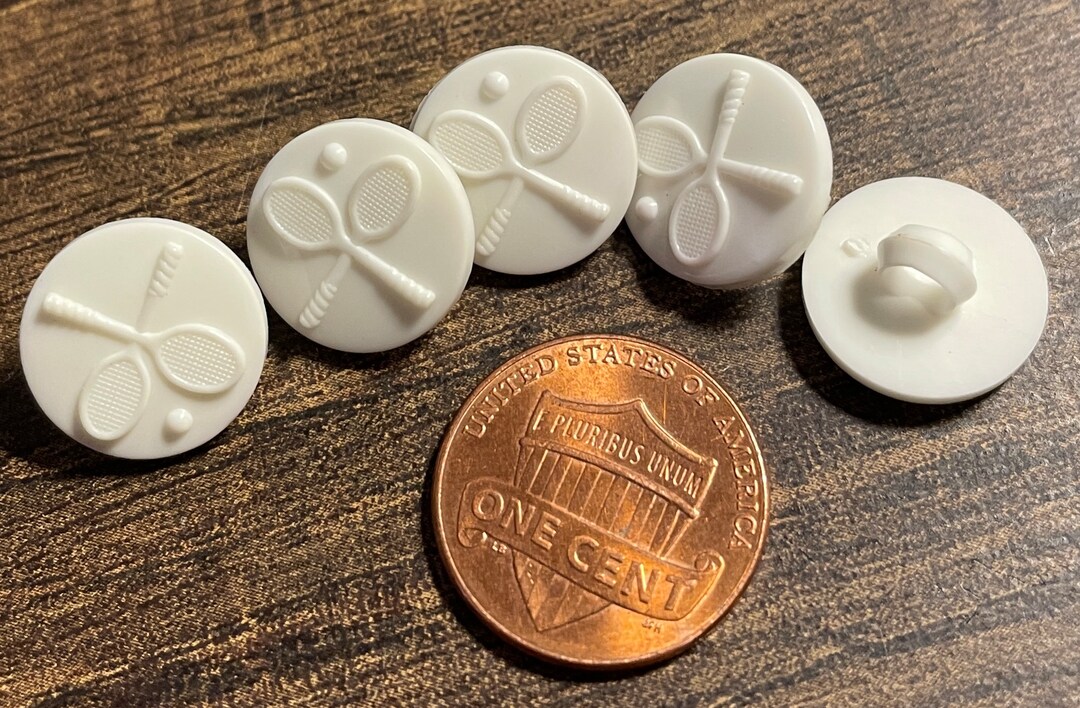 Set of 5 Vintage White Plastic Shank Tennis Buttons 14mm Almost 9/16 ...