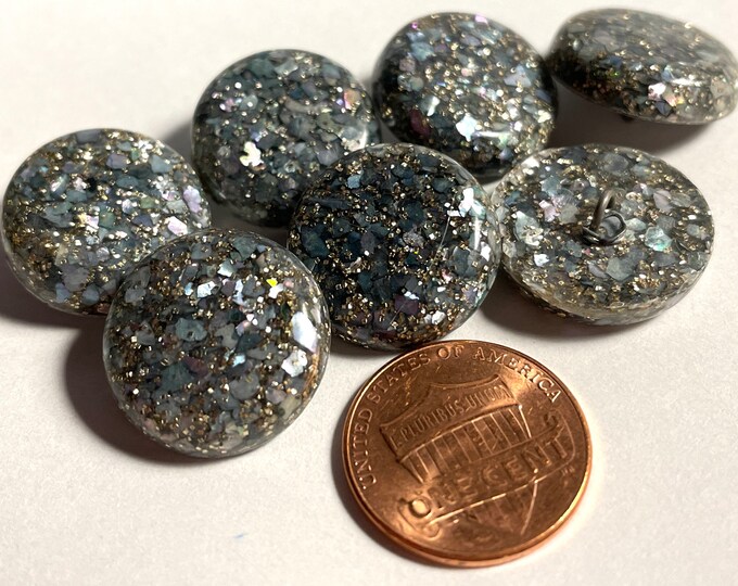 Set of 7 Vintage Beautiful Silver Gray With Iridescent Flecks Shank ...