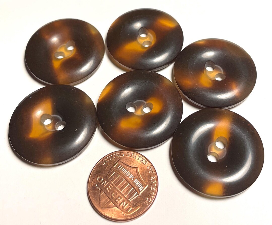 Set of 6 Vintage NOS Concave Semi-translucent Glossy Faux Tortoise ...