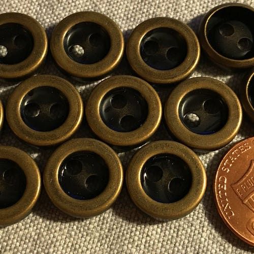 12 Small Hollow Antiqued Brass Metal Buttons Sew-through 13mm - Etsy