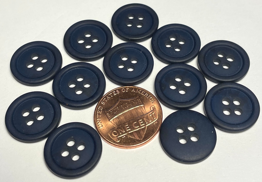 12 Matte Dull Very Dark Navy Blue Plastic 4-hole Sew-through Rimmed ...