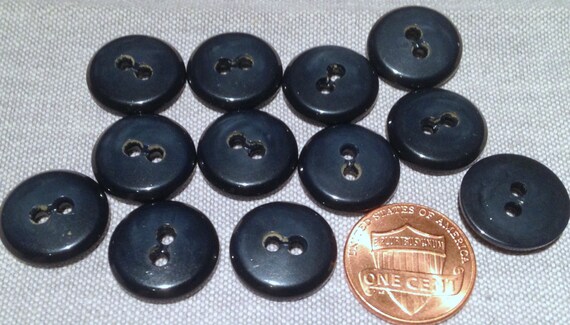 12 Shiny Navy Blue Sew-through Plastic Buttons 5/8 16mm | Etsy