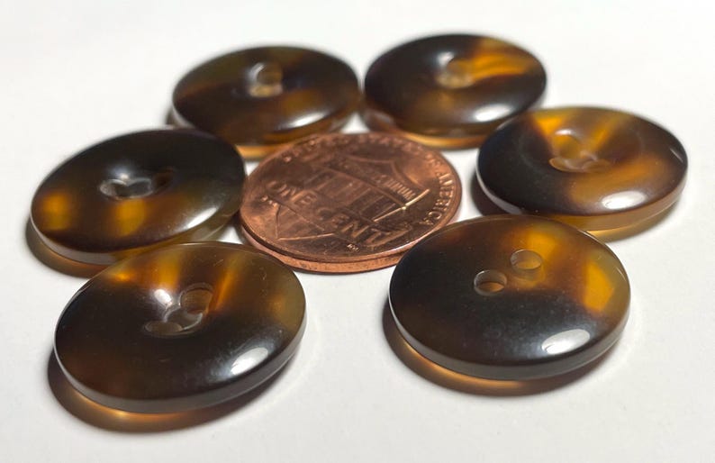 Set of 6 Vintage NOS Concave Semi-translucent Glossy Faux Tortoise ...