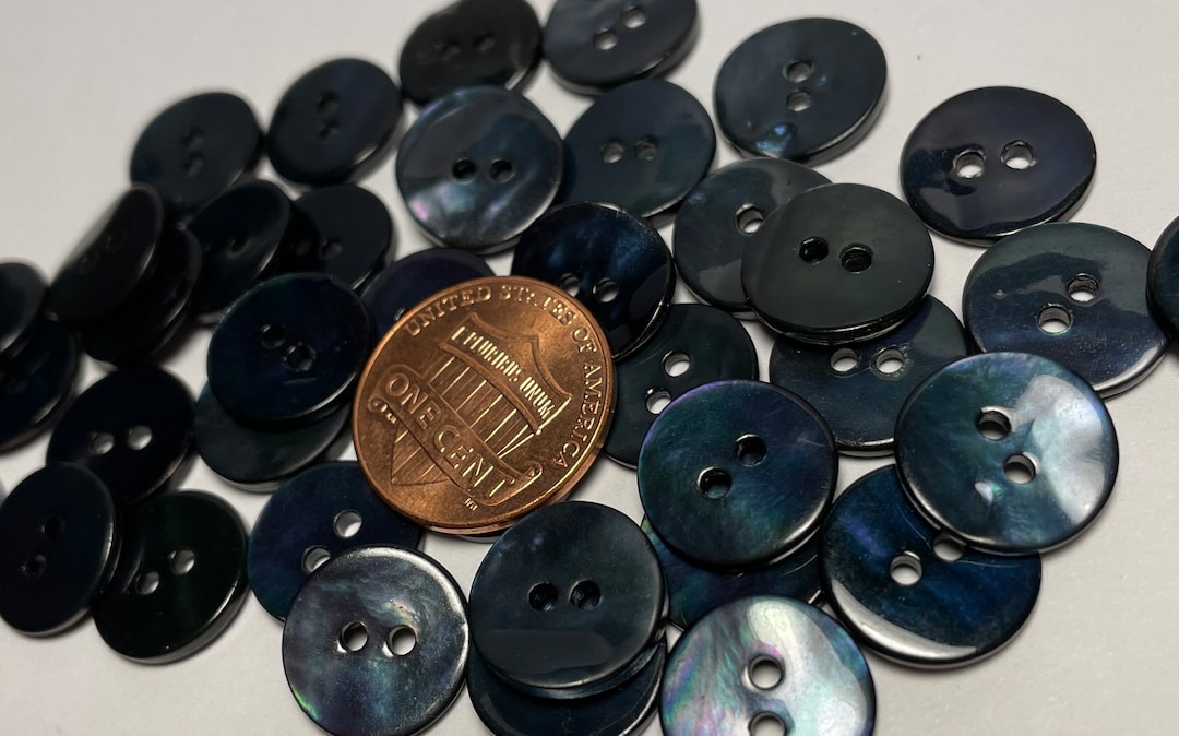 8 Pcs Only! 8 Dyed Dark Navy Blue Abalone MOP Mother of Pearl Shell Sew ...