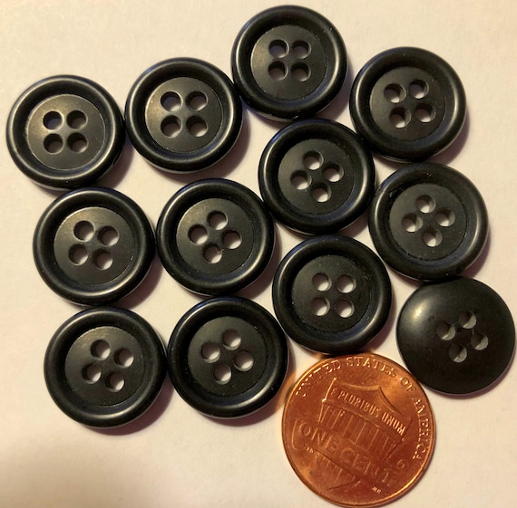 12 Rimmed Black Plastic Sew-through 4-hole Buttons Just Over | Etsy