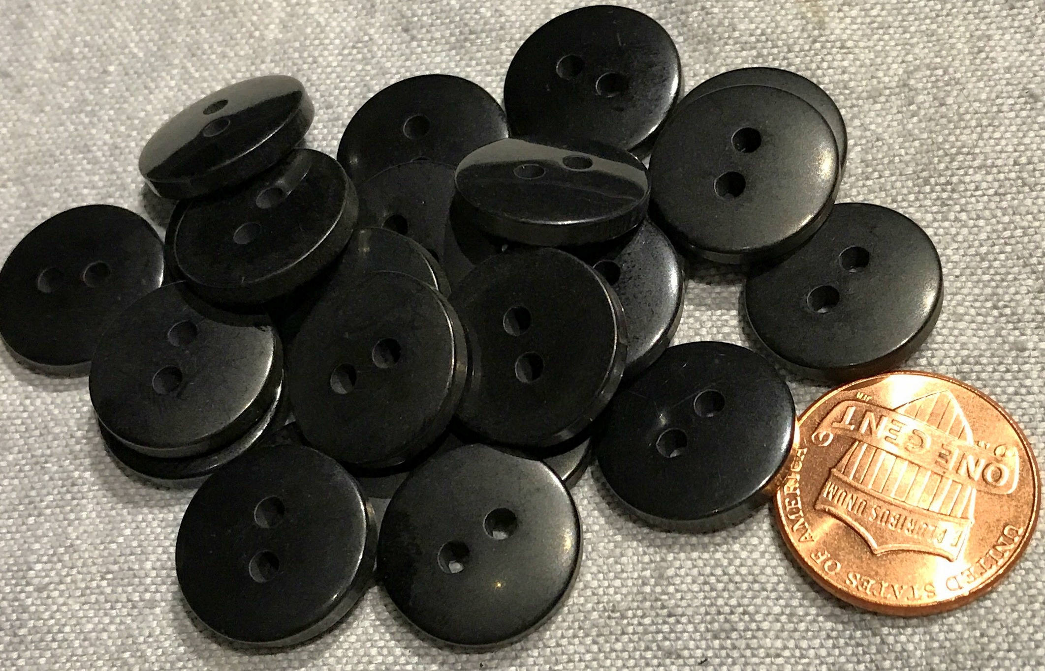 24 Shiny Slightly Domed Front Black Plastic Buttons 2-hole | Etsy