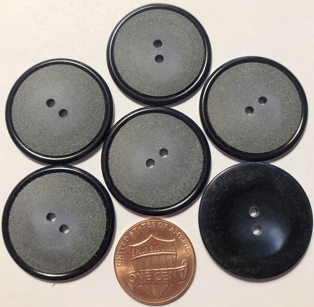 6 Large Glossy Rim Matte Center Navy Blue Plastic Sew-through 2-hole ...