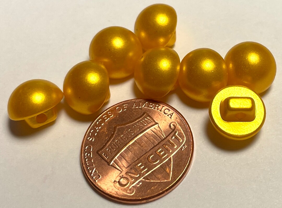 Lot of 8 Small Domed Pearl Pearly Finish Yellow Shank Plastic Buttons 3 ...